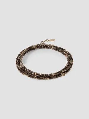 Brunello Cucinelli Brown Hematite Sterling Silver Wrap Bracelet