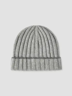 Brunello Cucinelli Cashmere Rib Knit Beanie Light Grey