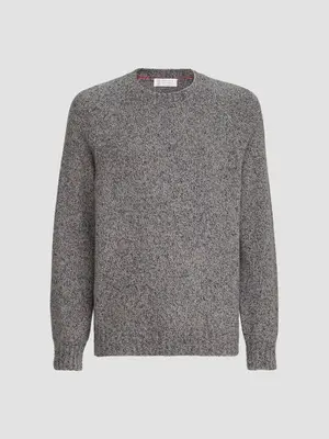 Brunello Cucinelli Virgin Wool, Silk And Cashmere Chiné Sweater - Cerulean