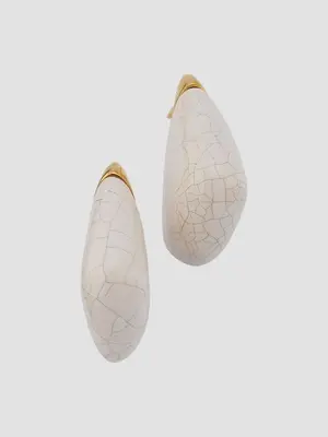 Bottega Veneta Goldtone Sterling Silver & Ceramic Small Fin Earrings - White