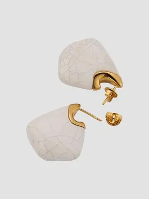 Bottega Veneta Goldtone Sterling Silver & Ceramic Small Fin Earrings