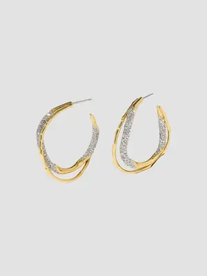 Alexis Bittar Solanales Twist 14k--plated, Rhodium-plated & Glass Crystal Hoop Earrings - Gold