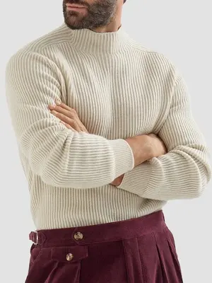 Brunello Cucinelli Cashmere English Rib Turtleneck Sweater