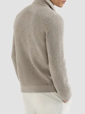 Brunello Cucinelli Cashmere Half English Rib Mariner Cardigan