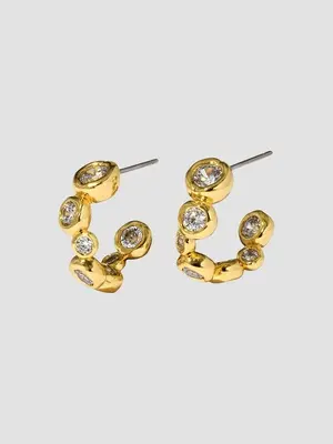 Alexis Bittar Asterales 14k--plated & Cubic Zirconia Small Hoop Earrings - Gold