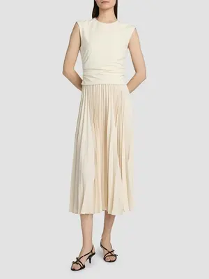 Tanya Taylor Carly Pleated Sleeveless Midi-dress - Cream