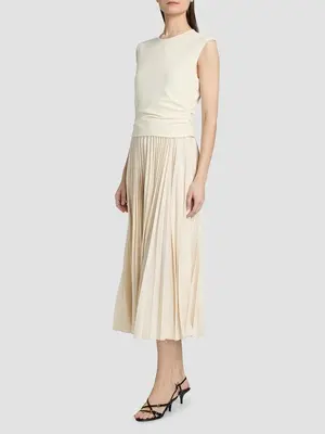 Tanya Taylor Carly Pleated Sleeveless Midi-dress - Cream