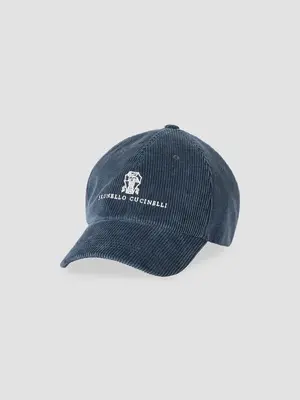 Brunello Cucinelli Comfort Cotton And Cashmere Corduroy Baseball Cap Blue