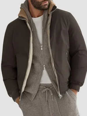 Brunello Cucinelli Stretch Bonded Nylon Down Jacket With Detachable Hood