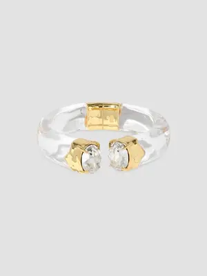 Alexis Bittar Bonbon Gold-plated, Lucite & Crystal Hinged Cuff - Clear