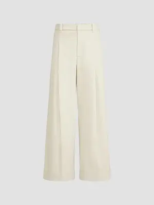 Brunello Cucinelli Stretch Dyed Denim Pleated A Line Trousers With Monili
