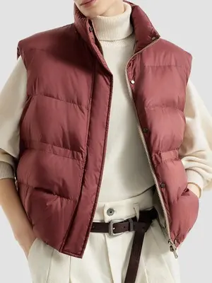 Brunello Cucinelli Water Resistant Matte Nylon Down Jacket With Monili