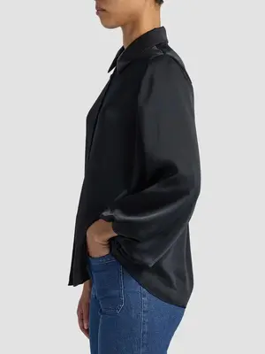 Tanya Taylor Marina Charmeuse Balloon-sleeve Blouse - Black
