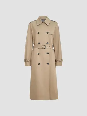 Brunello Cucinelli Cotton And Linen Twill Trench Coat With Monili