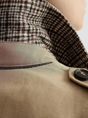 Brunello Cucinelli Cotton And Linen Twill Trench Coat With Monili