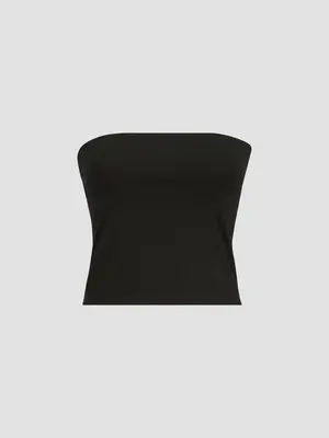 Brunello Cucinelli Stretch Cotton Jersey Bandeau Top - Black