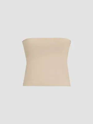 Brunello Cucinelli Stretch Cotton Jersey Bandeau Top - Sand