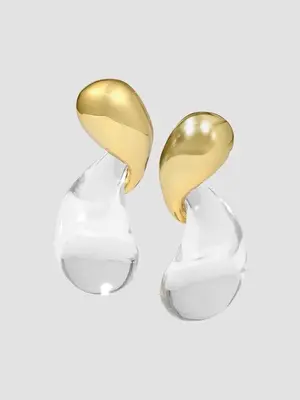 Alexis Bittar Modernist Goldtone & Lucite Drop Earrings - Clear
