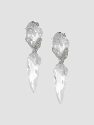 Alexis Bittar Silverlake Rhodium-plated, Lucite & Crystal Drop Earrings