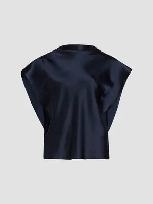 Tanya Taylor Adrien Satin Crepe Top - Anthracite