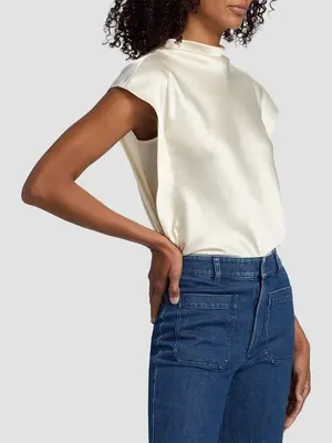 Tanya Taylor Adrien Satin Crepe Top - Ivory