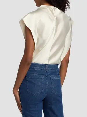 Tanya Taylor Adrien Satin Crepe Top - Ivory