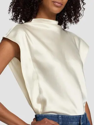 Tanya Taylor Adrien Satin Crepe Top - Ivory