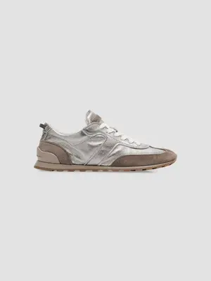 Brunello Cucinelli Monili Pull-tab Crinkle-effect Leather Low-top Sneakers - Titanium
