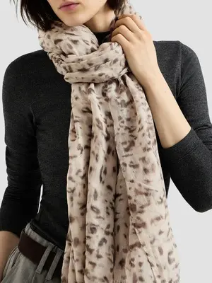 Brunello Cucinelli Lynx Print Cashmere Scarf