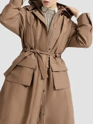 Brunello Cucinelli Techno Cotton Taffeta Coat With Detachable Hood