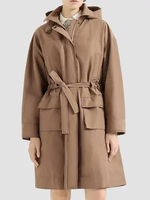 Brunello Cucinelli Techno Cotton Taffeta Coat With Detachable Hood