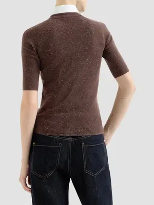 Brunello Cucinelli Sparkling Cashmere Lightweight Rib Knit Sweater