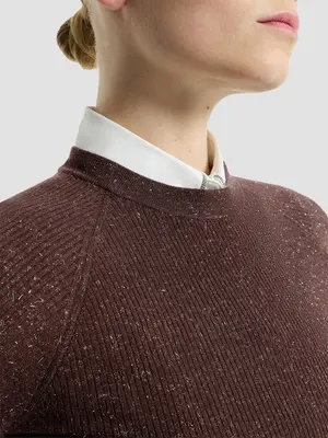 Brunello Cucinelli Sparkling Cashmere Lightweight Rib Knit Sweater