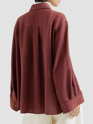 Brunello Cucinelli Virgin Wool Fluid Twill Cropped Shirt