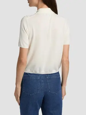 Tanya Taylor Camilla Sequined Wool Polo Sweater