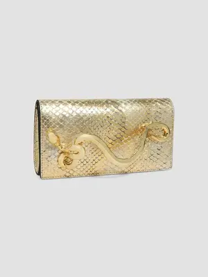Alexis Bittar 14k-gold-plated Serpent Handle & Leather Clutch - Gold Python