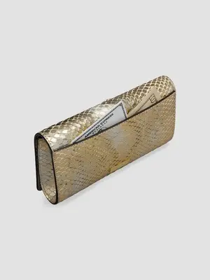 Alexis Bittar 14k-gold-plated Serpent Handle & Leather Clutch - Gold Python