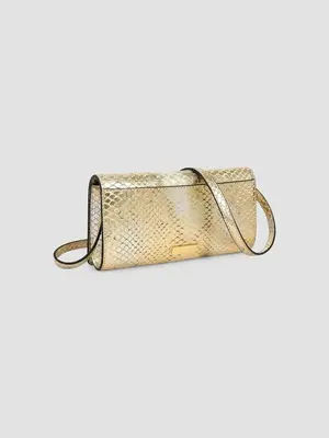Alexis Bittar 14k-gold-plated Serpent Handle & Leather Clutch - Gold Python