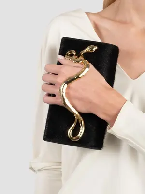 Alexis Bittar 14k-gold-plated & Calf Hair Serpent Handle Clutch - Black