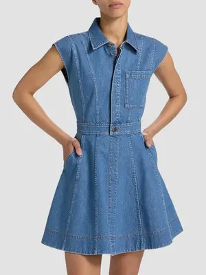 Tanya Taylor Hailey Panelled Denim Minidress