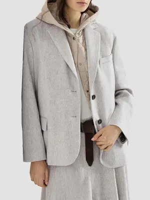 Brunello Cucinelli Wool Flannel Blazer With Monili