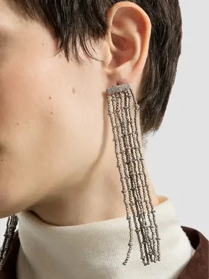 Brunello Cucinelli Frayed Earrings In Sterling