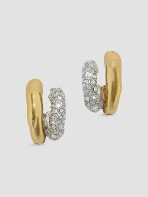 Alexis Bittar Solanales 14k--plated, Rhodium-plated & Crystal Double Hoop Earrings - Gold