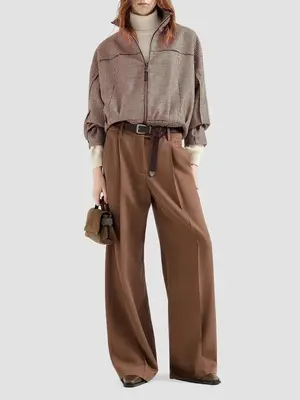 Brunello Cucinelli Virgin Wool And Viscose Tricotine Loose Pleated Trousers
