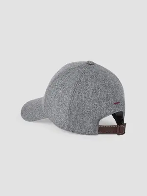 Brunello Cucinelli Virgin Wool Flannel Baseball Cap With Embroidered Logo - Medium Grey