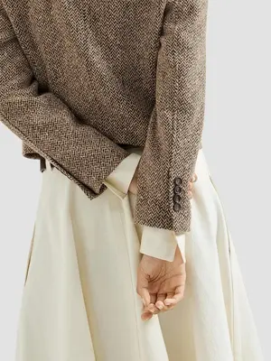 Brunello Cucinelli Sparkling Virgin Wool Chevron Cropped Blazer