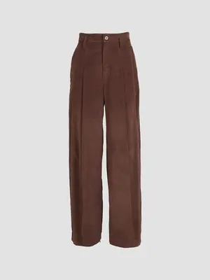 Brunello Cucinelli Stretch Cotton And Cashmere Corduroy Five Pocket Baggy Pants With Monili - Chocolate
