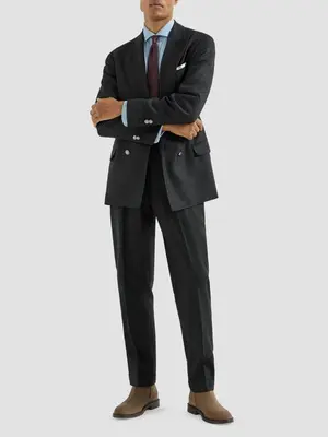 Brunello Cucinelli Mouliné Virgin Wool Twill One And A Half Breasted Deconstructed Blazer
