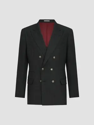 Brunello Cucinelli Mouliné Virgin Wool Twill One And A Half Breasted Deconstructed Blazer