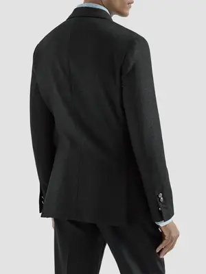 Brunello Cucinelli Mouliné Virgin Wool Twill One And A Half Breasted Deconstructed Blazer
